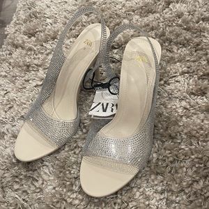 Zara | Shoes | Zara Vinyl Rhinestone Heeled Sandal | Poshmark